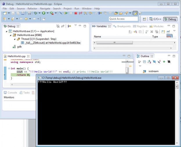 Eclipse How To Debug A C Console Application Using A Native Windows Console Instead Of The